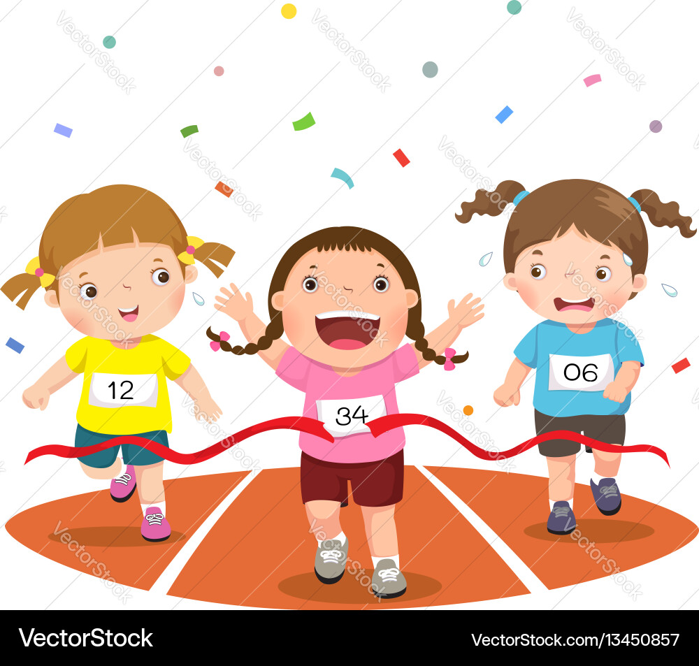 Girls on a race track Royalty Free Vector Image