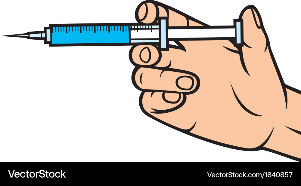 Hand with syringe Royalty Free Vector Image - VectorStock