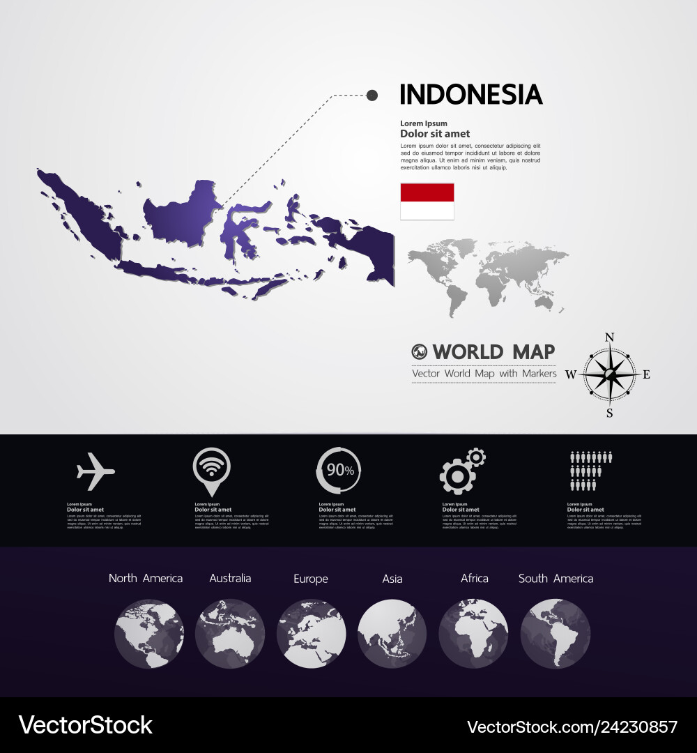 Indonesia map Royalty Free Vector Image - VectorStock