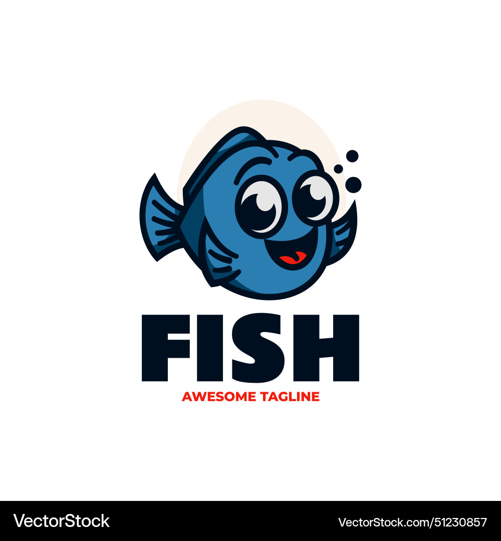 Logo fish mascot cartoon style Royalty Free Vector Image