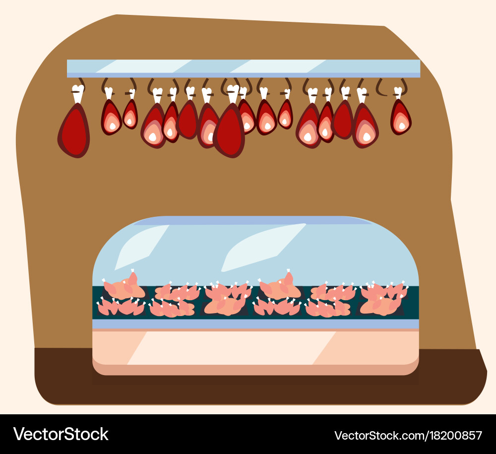 Meat department pork shelf with fresh beef Vector Image