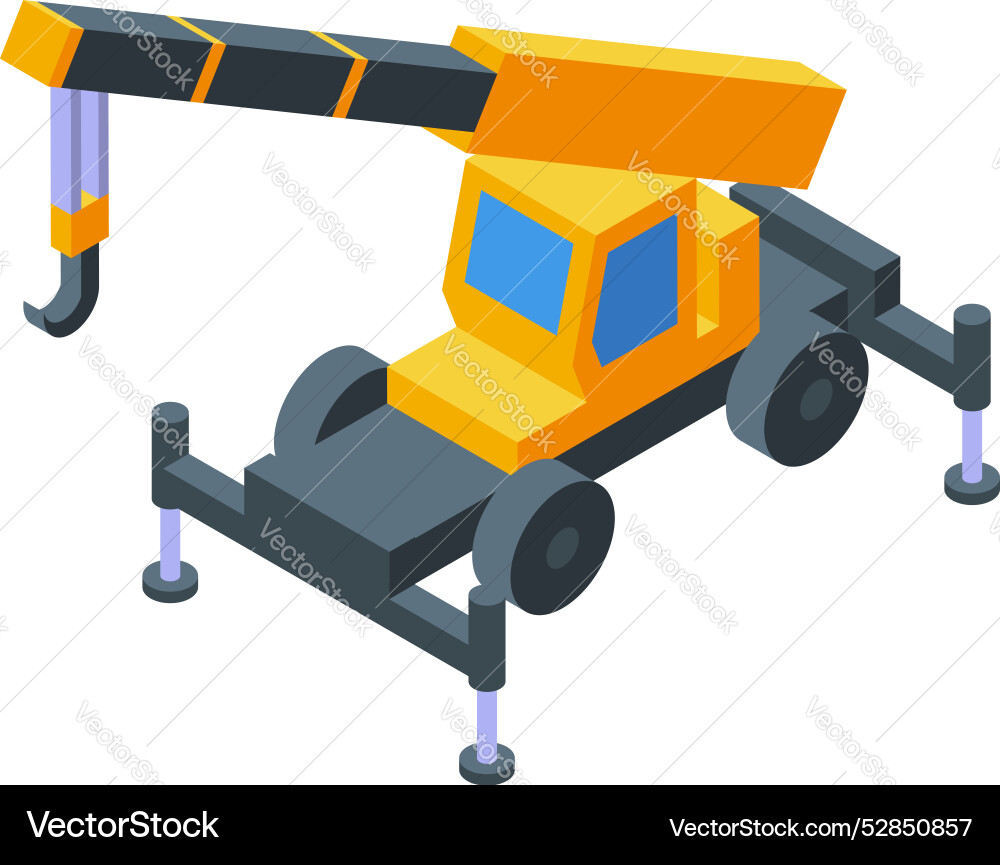 Mobile crane standing on support arms is ready Vector Image