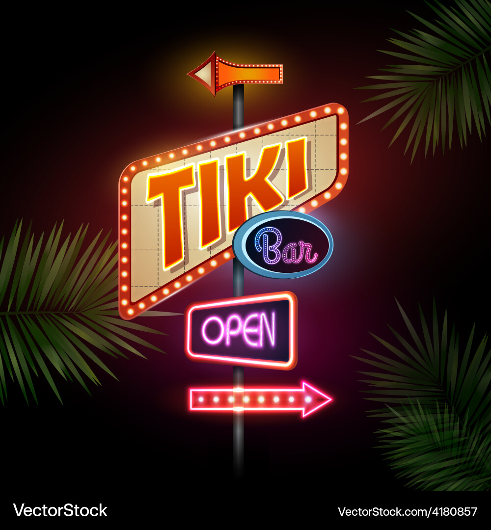 Neon sign tiki bar Royalty Free Vector Image - VectorStock