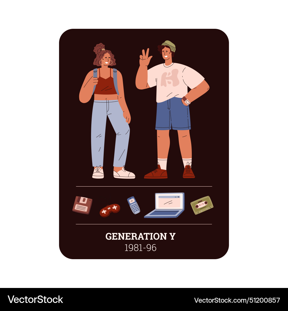 People generation y 1981-96 or millennial social Vector Image