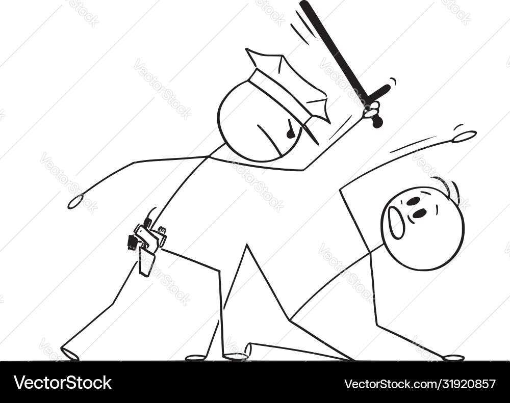 Police Officer Using Batton Royalty Free Vector Image