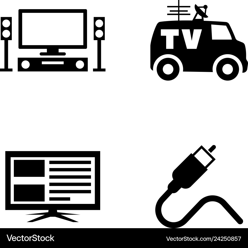 Tv broadcast simple related icons Royalty Free Vector Image