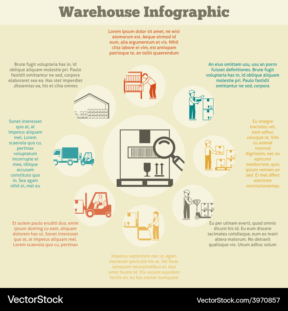 Warehouse infographics set Royalty Free Vector Image