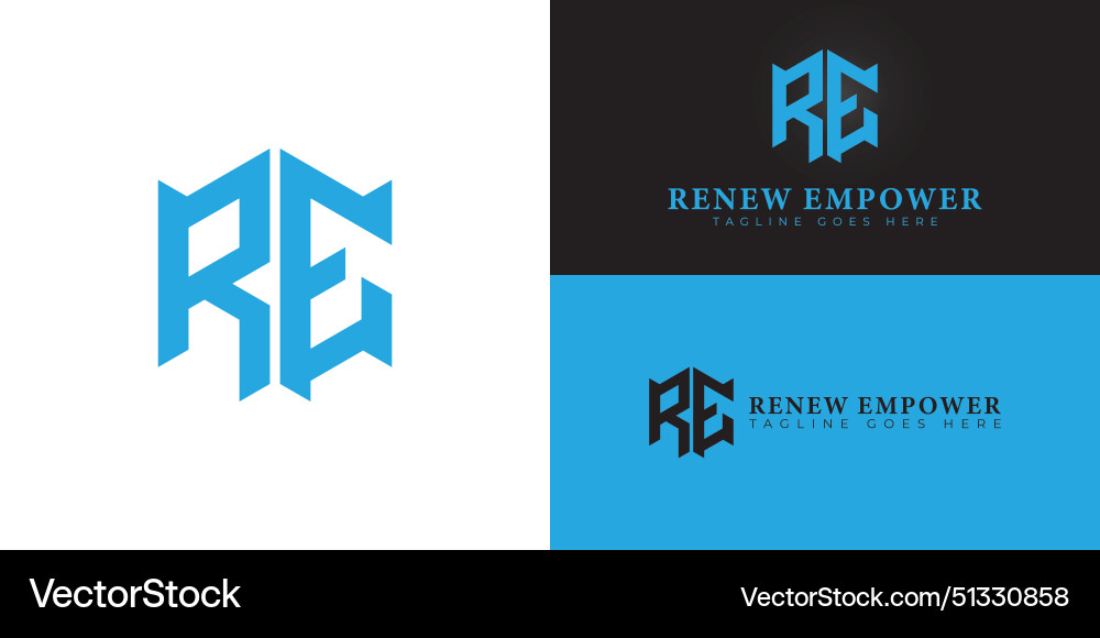 Abstract initial hexagon letter re or er logo Vector Image