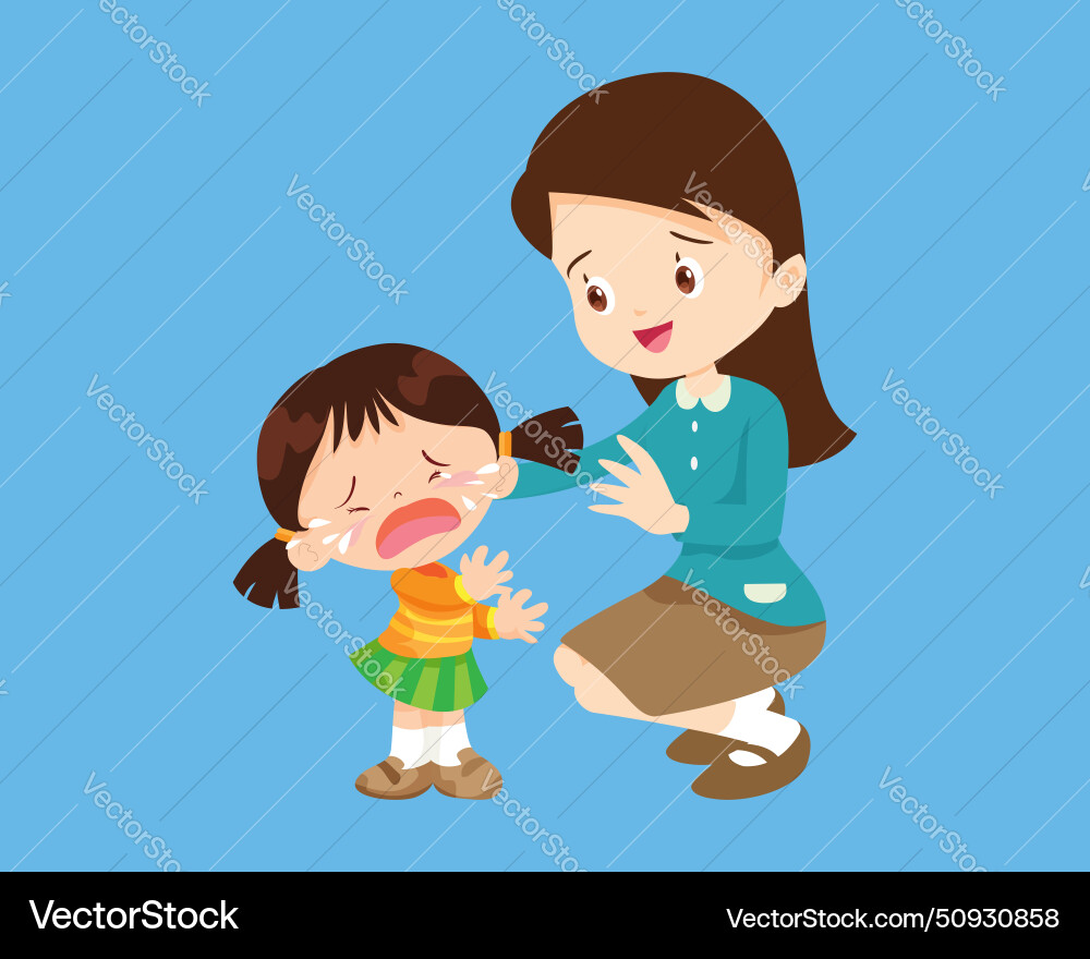 Comforting sad children with parent Royalty Free Vector