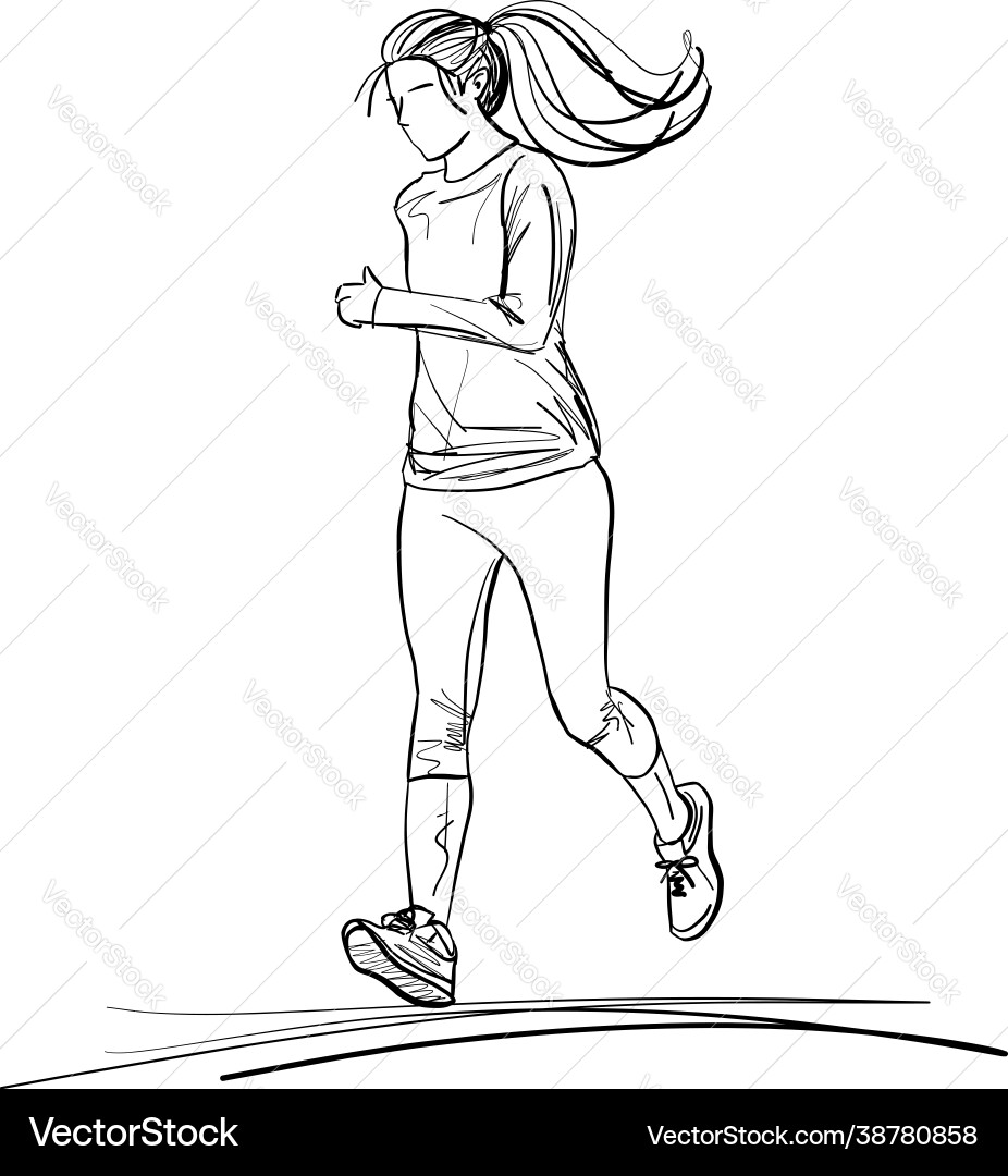Female runner sketch Royalty Free Vector Image