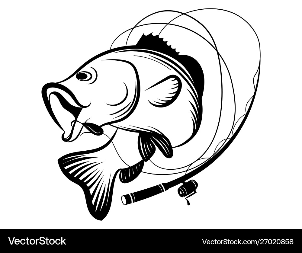 Fishing logo black and white Royalty Free Vector Image