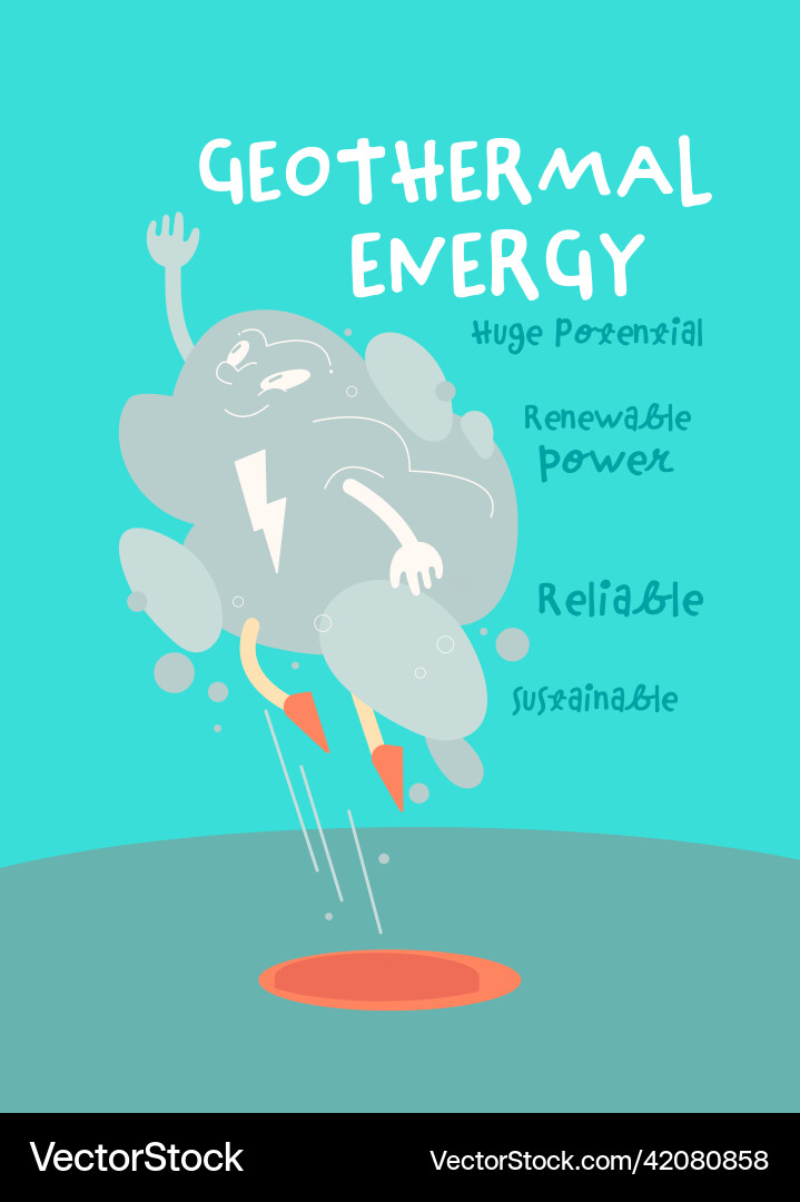 Geothermal energy vertical poster with funny Vector Image