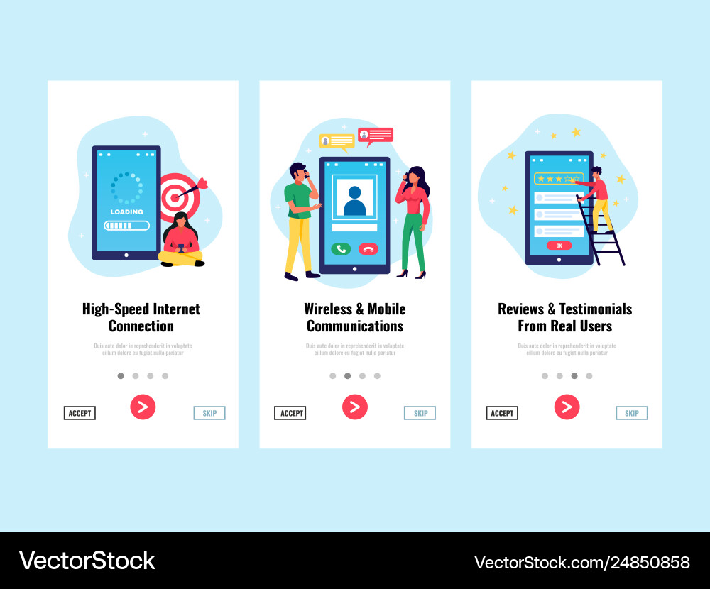 Mobile application vertical banners set Royalty Free Vector
