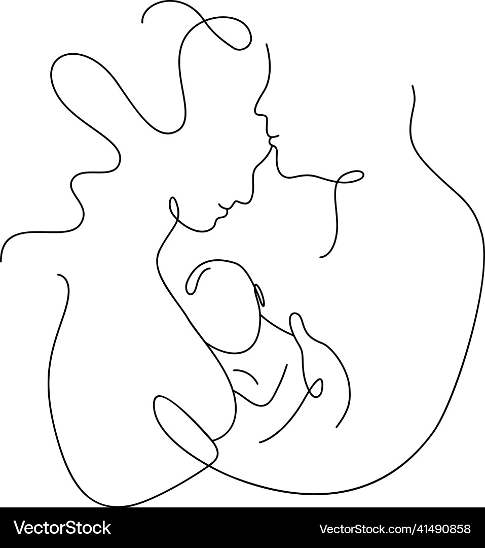 One continuous monoline single drawing line art Vector Image