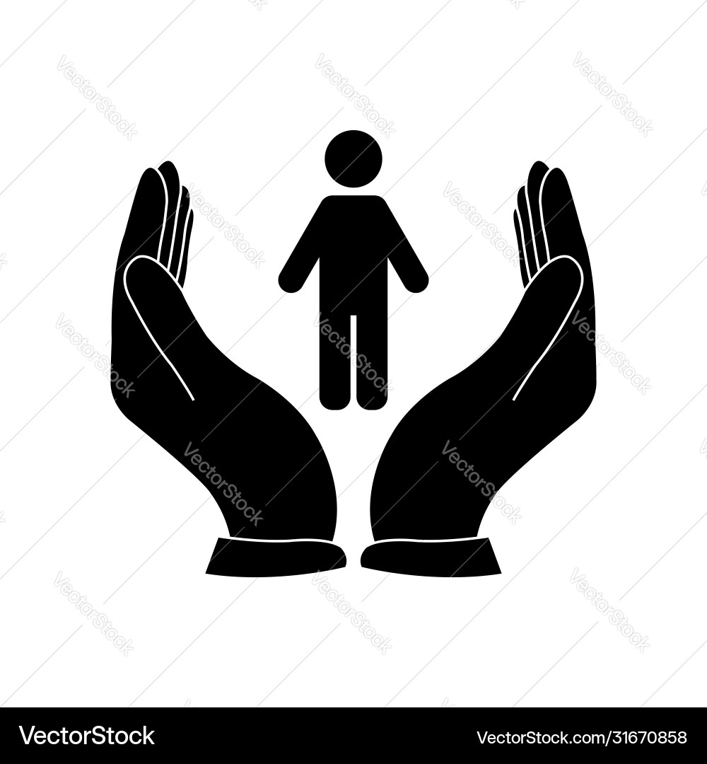 People care icon hand is holding a persone Vector Image
