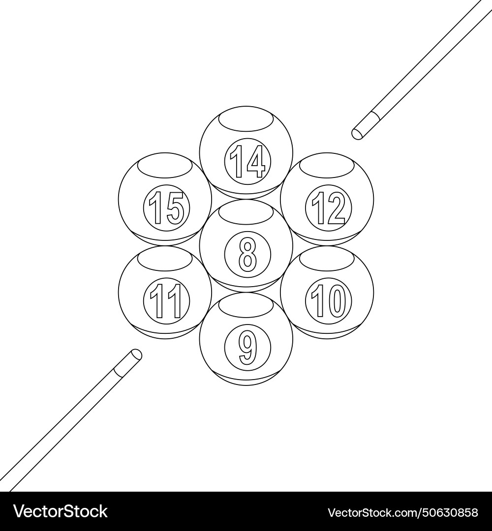 Pool table setup line art Royalty Free Vector Image