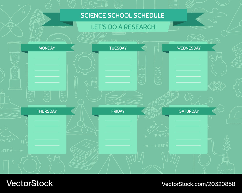 School or work schedule template Royalty Free Vector Image