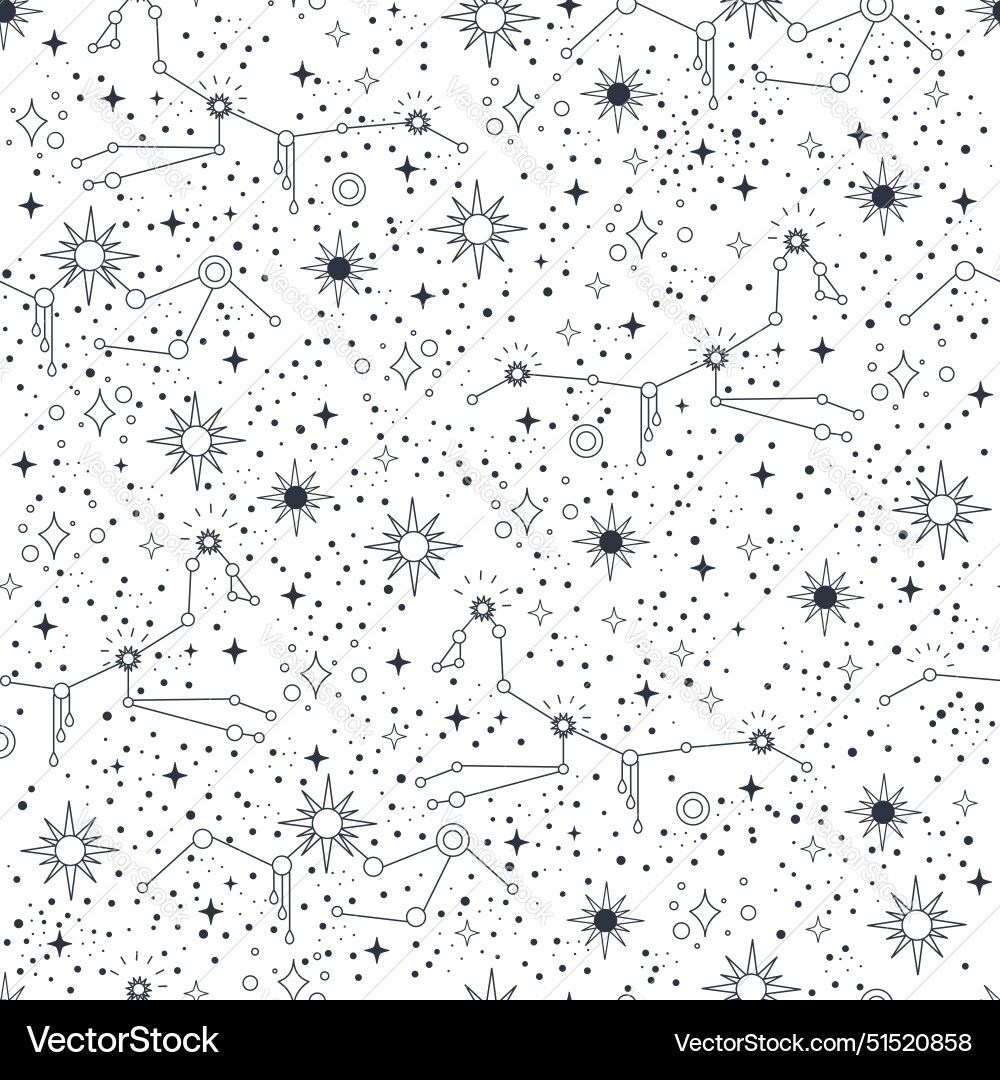 Star constellations on white seamless pattern Vector Image