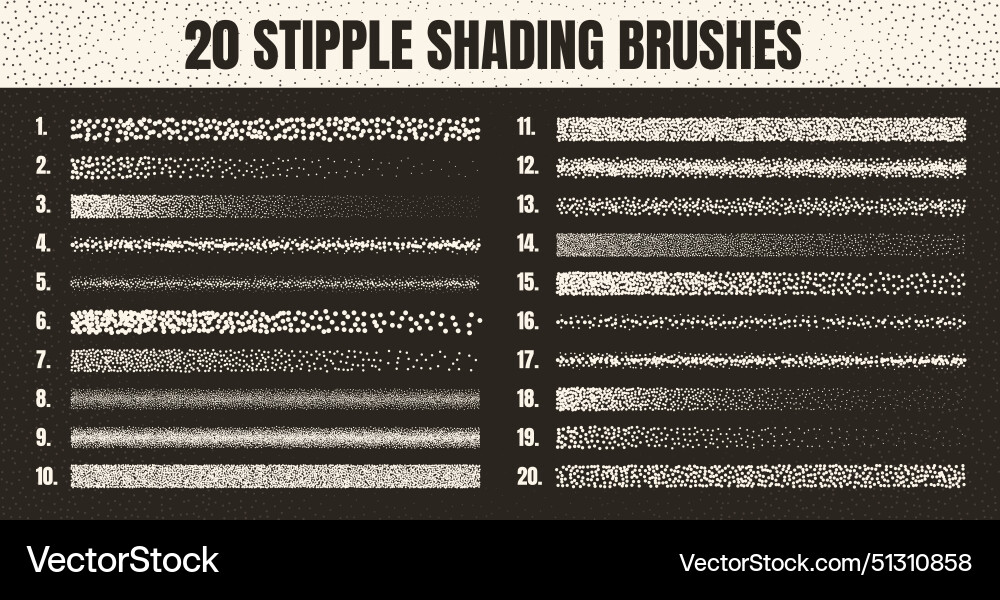 Stipple scatter brush ink drawing and texturing Vector Image