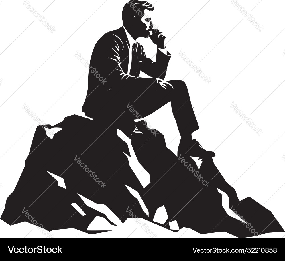 Zen pinnacle serene moment on mountain emblem Vector Image