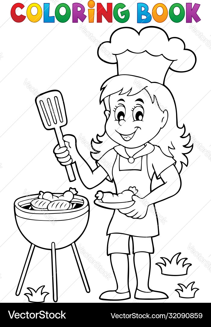 Coloring book barbecue theme 2 Royalty Free Vector Image