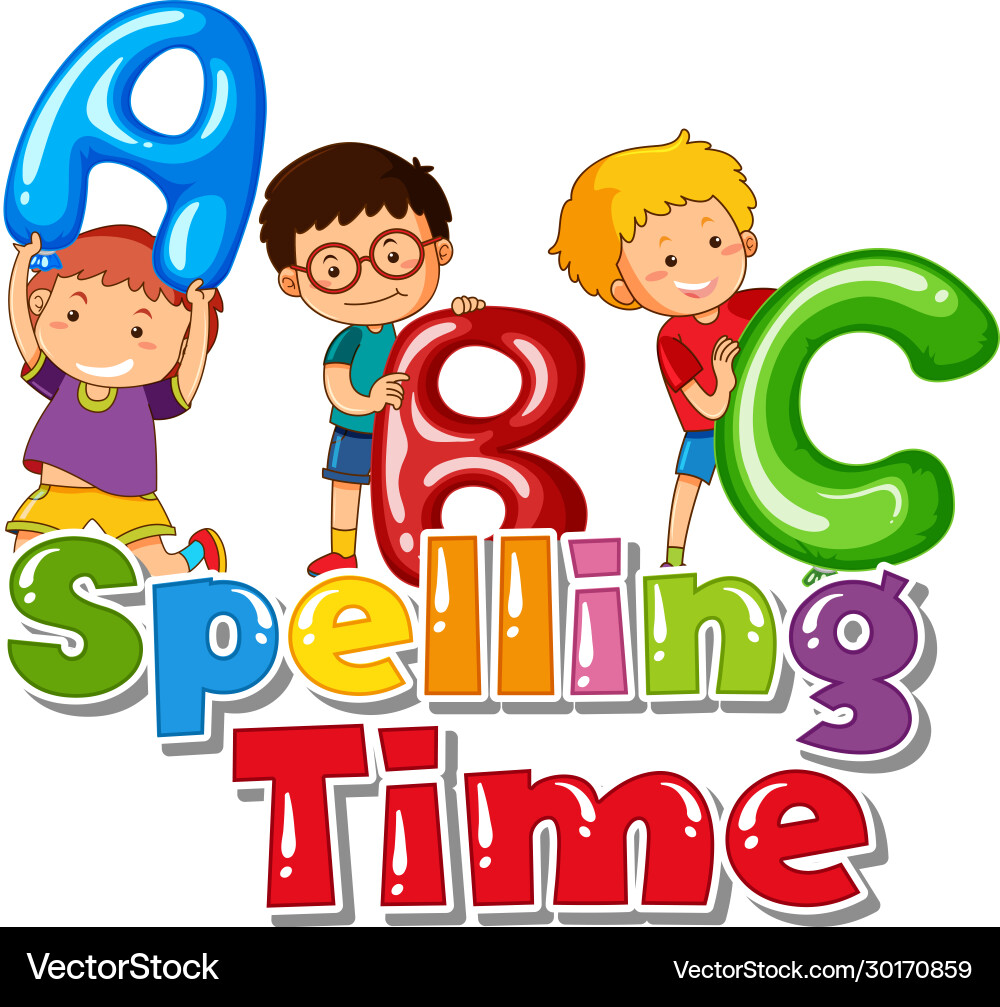 Font design for word spelling time with kids Vector Image