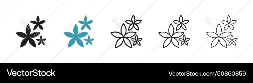 Jasmine icon set jasmine plumeria fragrant Vector Image