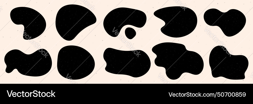 Organic shapes collection black irregular blobs Vector Image