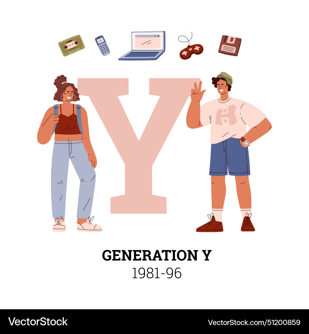 People generation y 1981-96 or millennial social Vector Image
