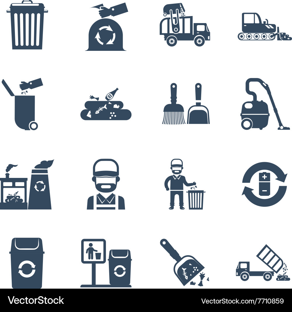 Recycling & Waste Management Icons Royalty Free Vector