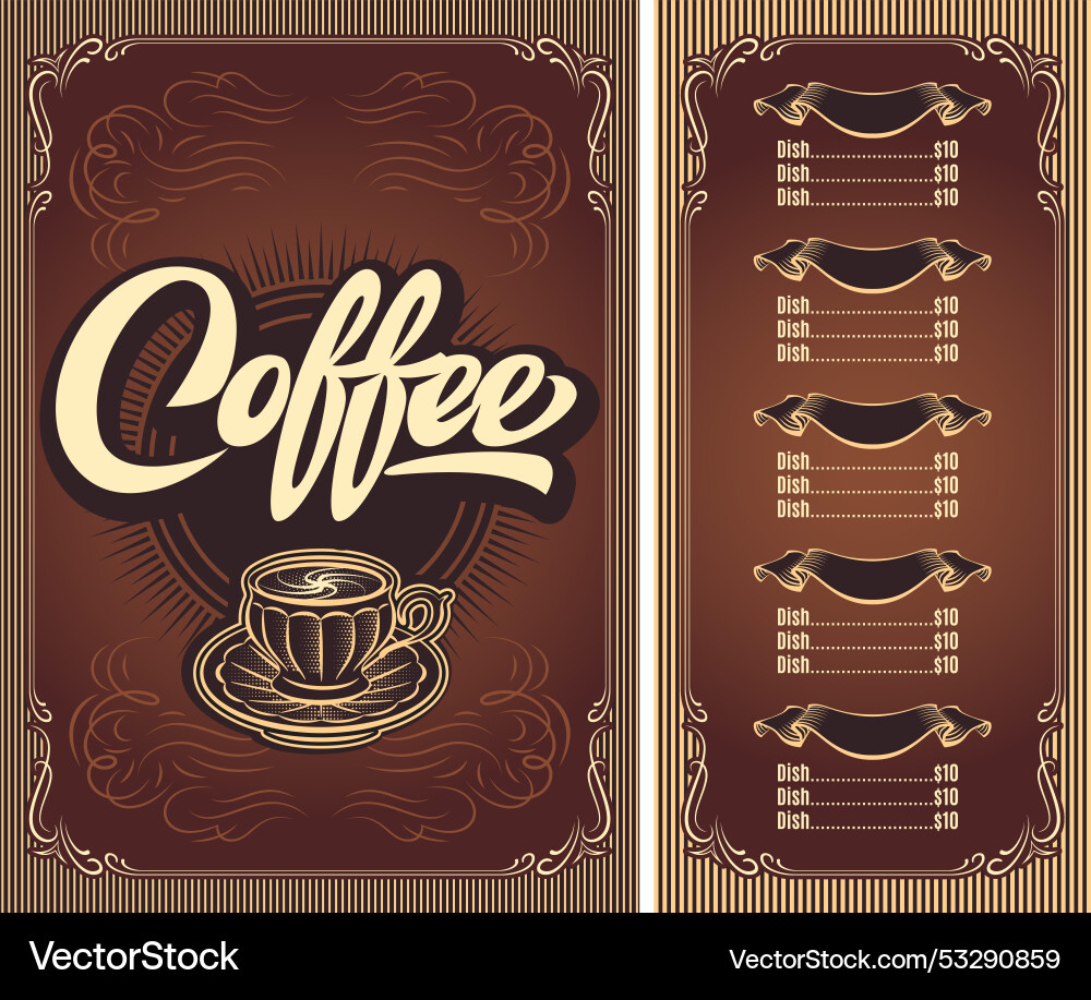 Template for coffee shop menu with calligraphic Vector Image