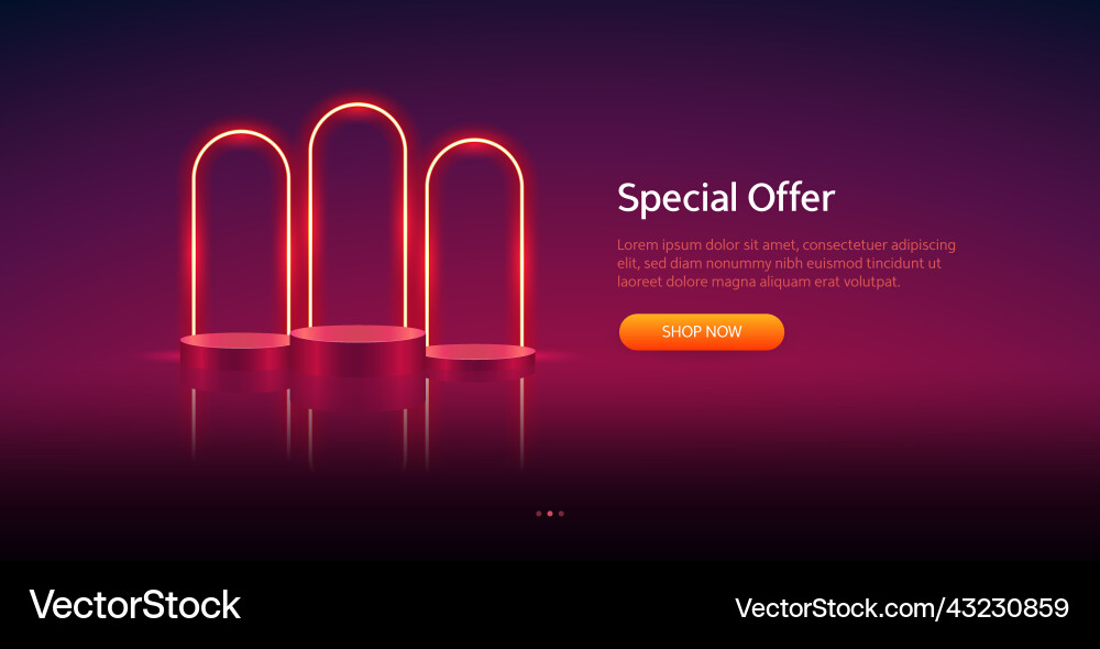Template with neon arcs special offer Royalty Free Vector