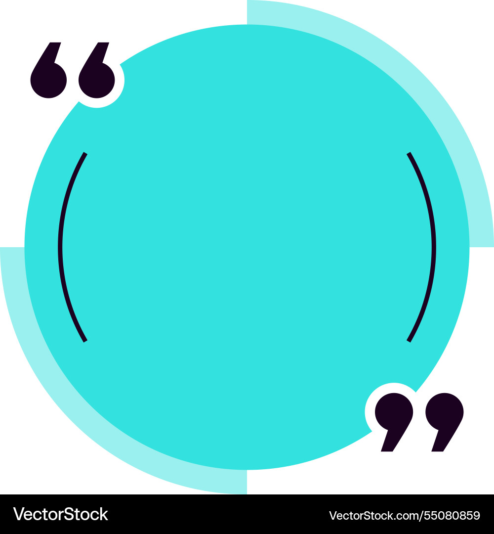 Turquoise round quote box with quotation marks Vector Image