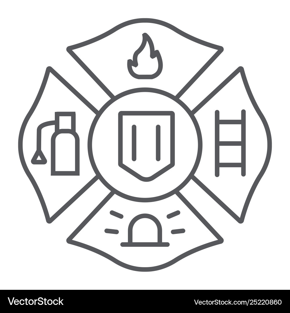 Fire emblem thin line icon symbol and firefighter Vector Image