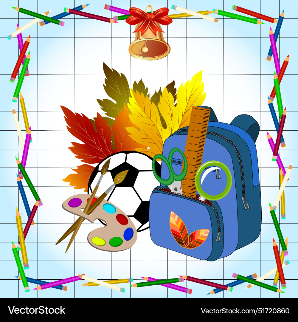 Frame of pencils in school Royalty Free Vector Image