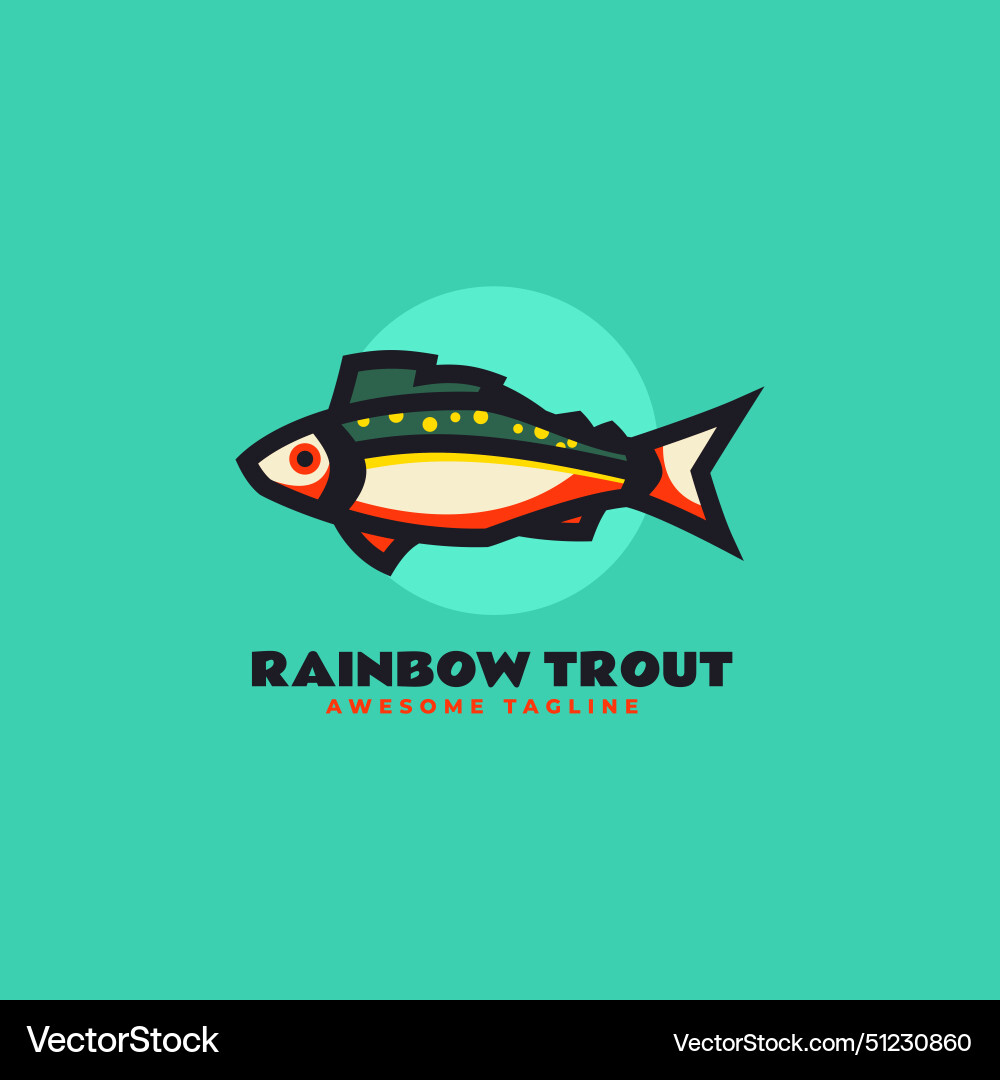 Logo rainbow trout simple mascot style Royalty Free Vector