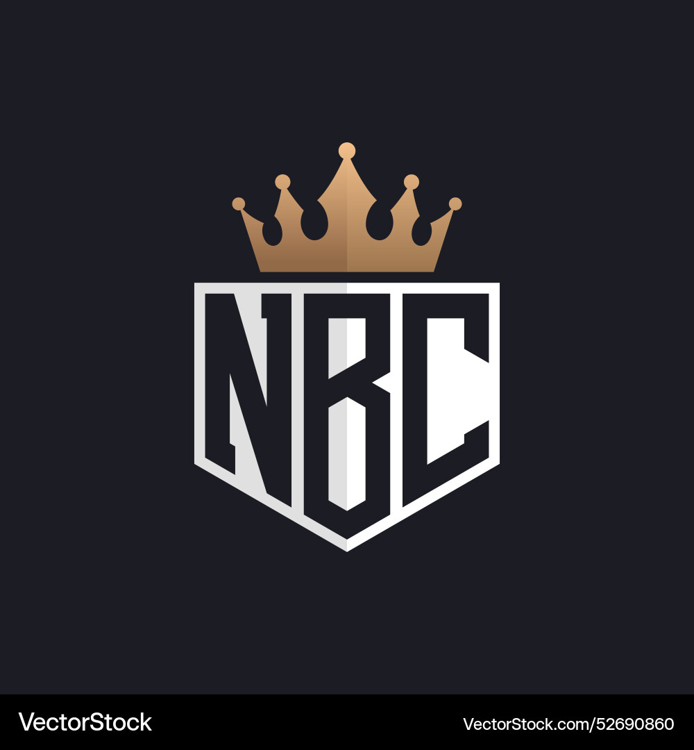 Luxury nbc logo with crown elegant initials Vector Image