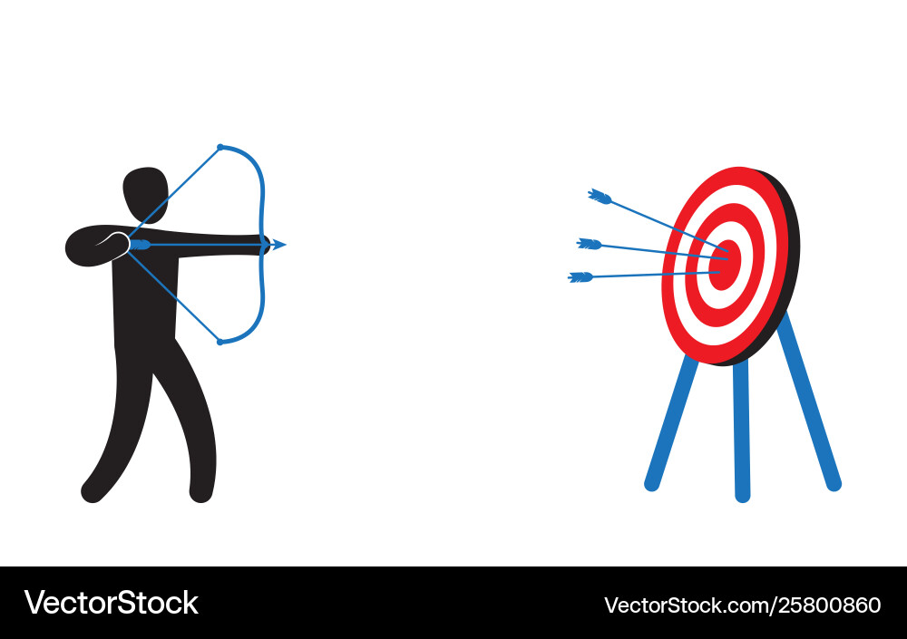 Man focus aiming to hit target with bow and arrow Vector Image