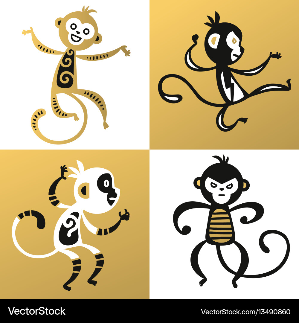 Monkey chinese style Royalty Free Vector Image