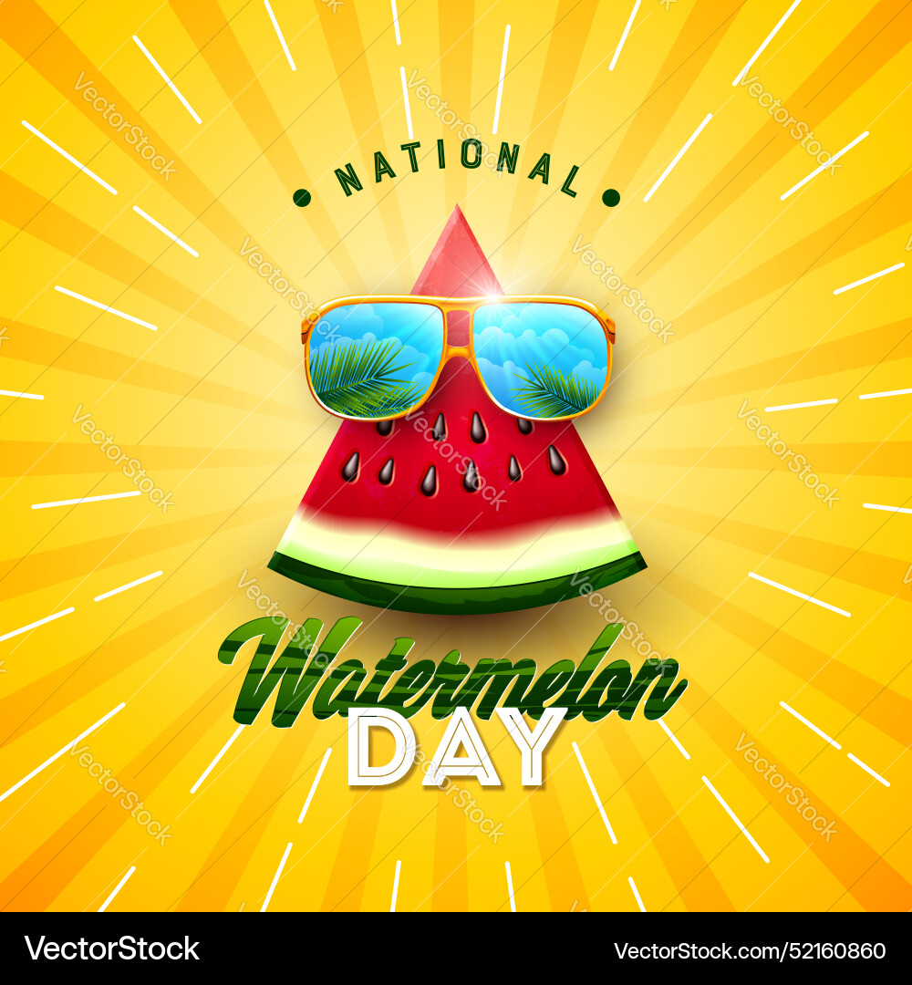 National watermelon day design with fresh tropical
