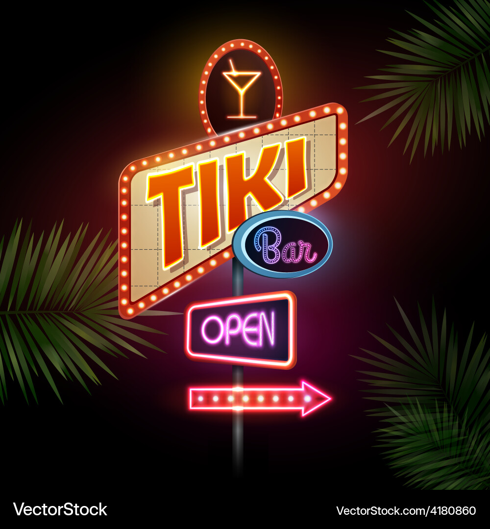 Neon sign tiki bar Royalty Free Vector Image - VectorStock