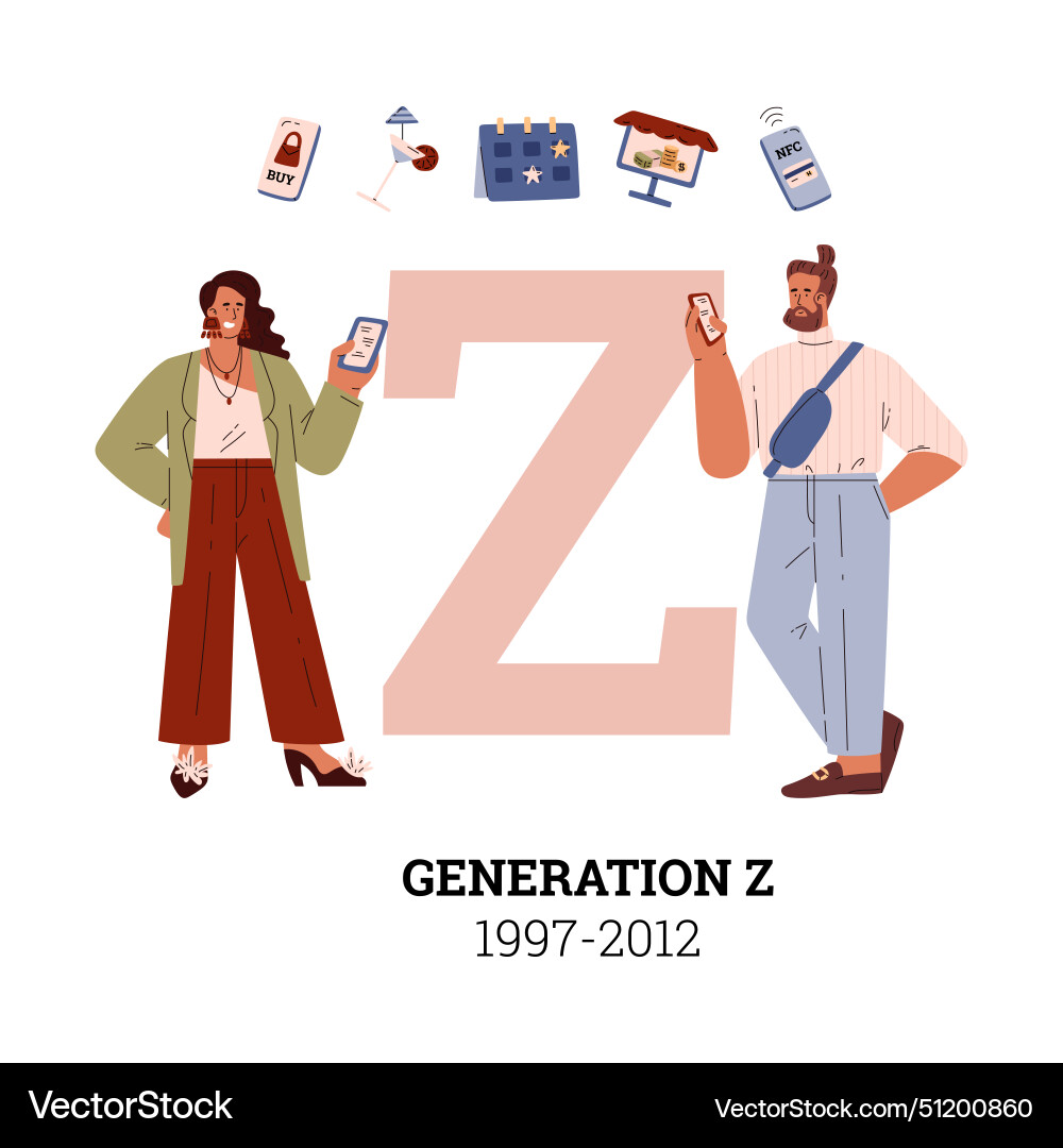 People generation z 1997-2012 social development Vector Image