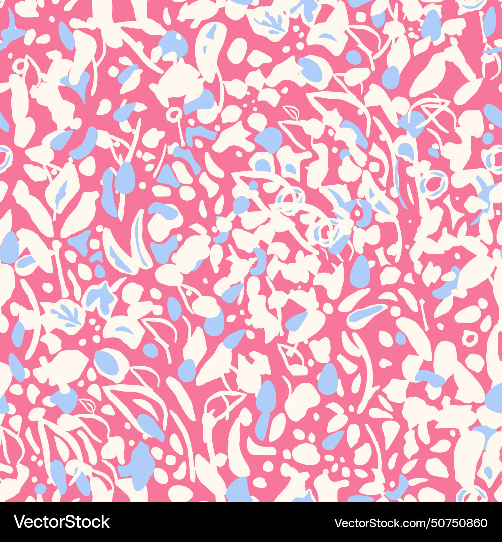 Pink floral brush strokes seamless pattern Vector Image