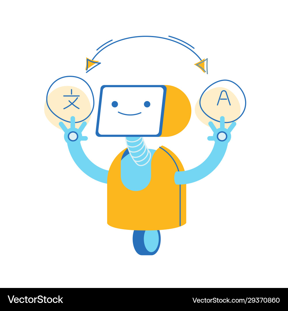 Robot translator foreign language on white Vector Image