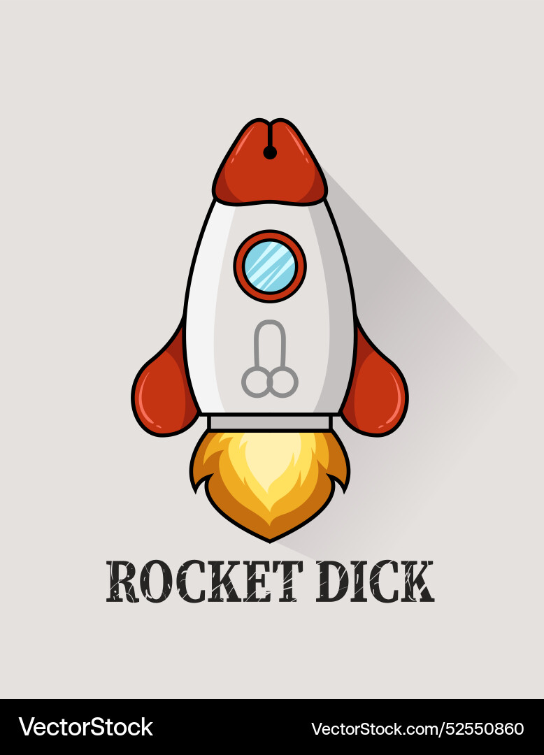 Rocket dick logo on white background Royalty Free Vector