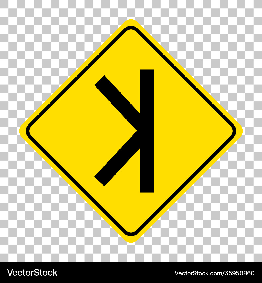 Yellow traffic warning sign on transparent Vector Image