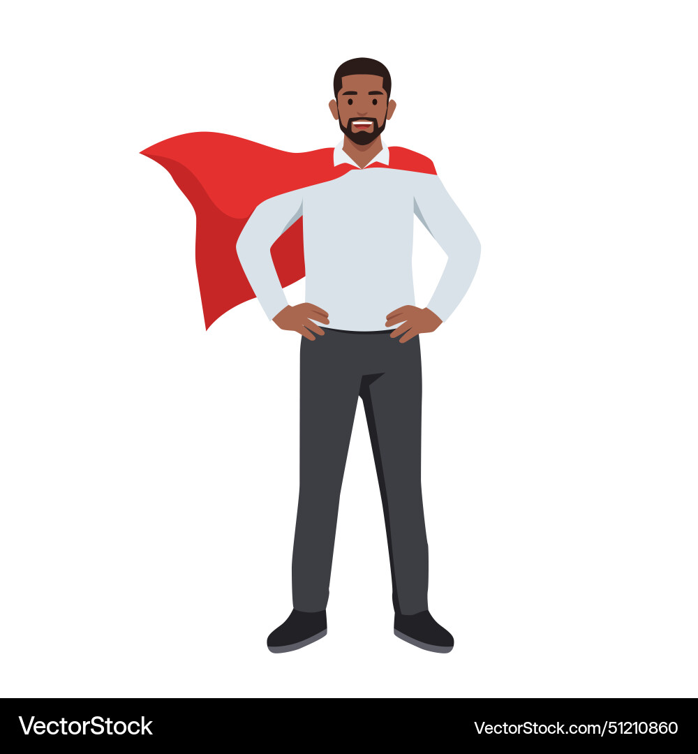 Young superhero standing with cape waving Vector Image