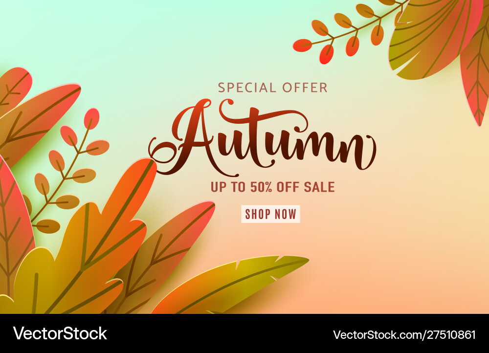 Autumn poster background fall floral Royalty Free Vector