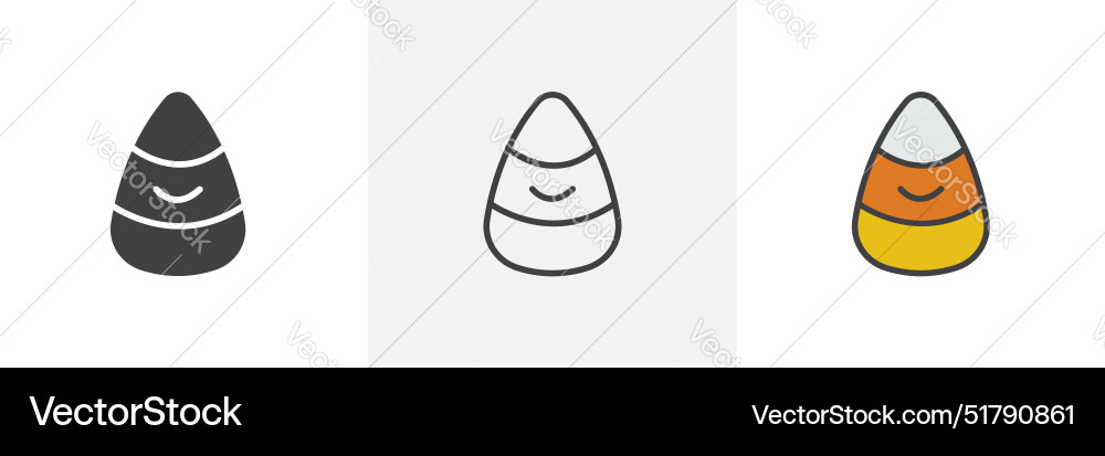 Candy corn line icon set Royalty Free Vector Image