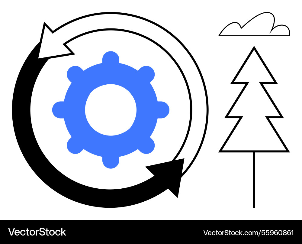 Circular process with gear arrow symbols Vector Image